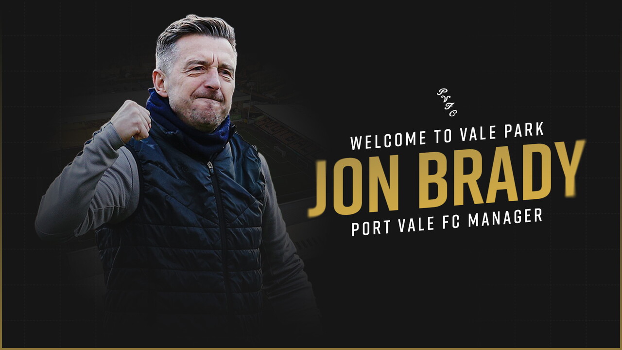 Jon Brady officially appointed as new First-Team Manager | Port Vale FC