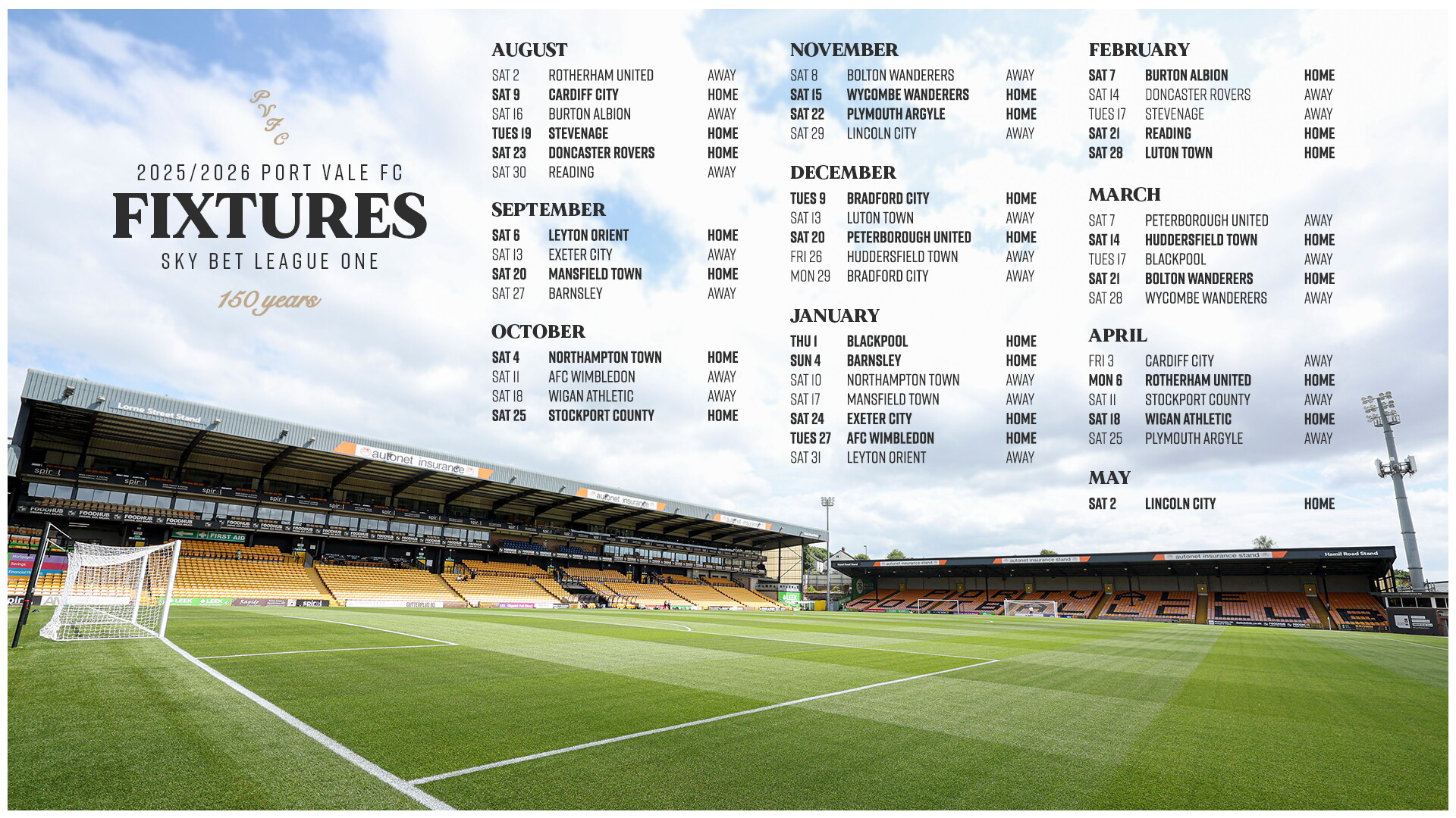 Vale’s 2025/26 fixtures confirmed! | Port Vale FC