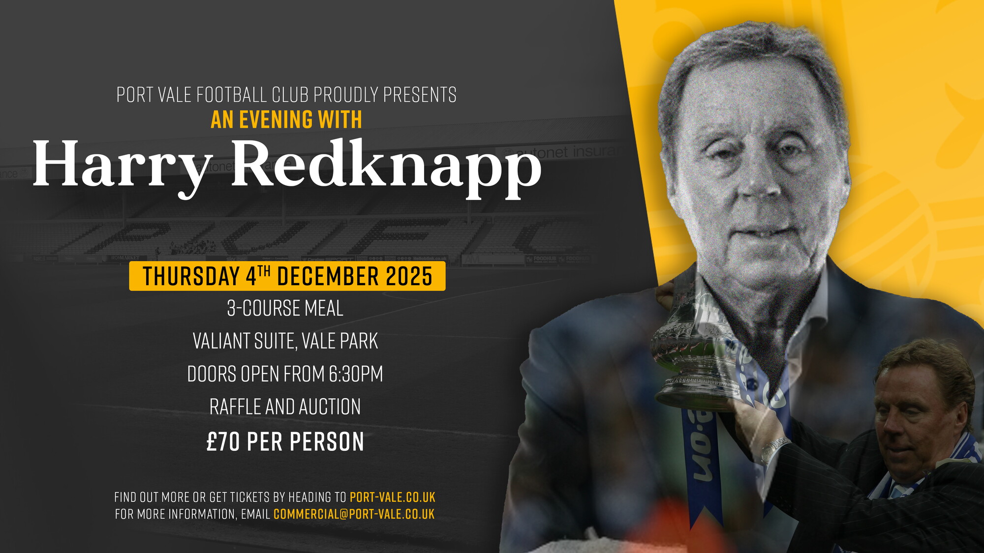 Vale Park to host an evening with Harry Redknapp | Port Vale FC